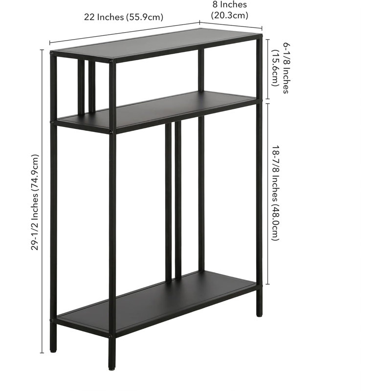 17 Stories 22" Wide Rectangular Console Table With Metal Shelves In ...
