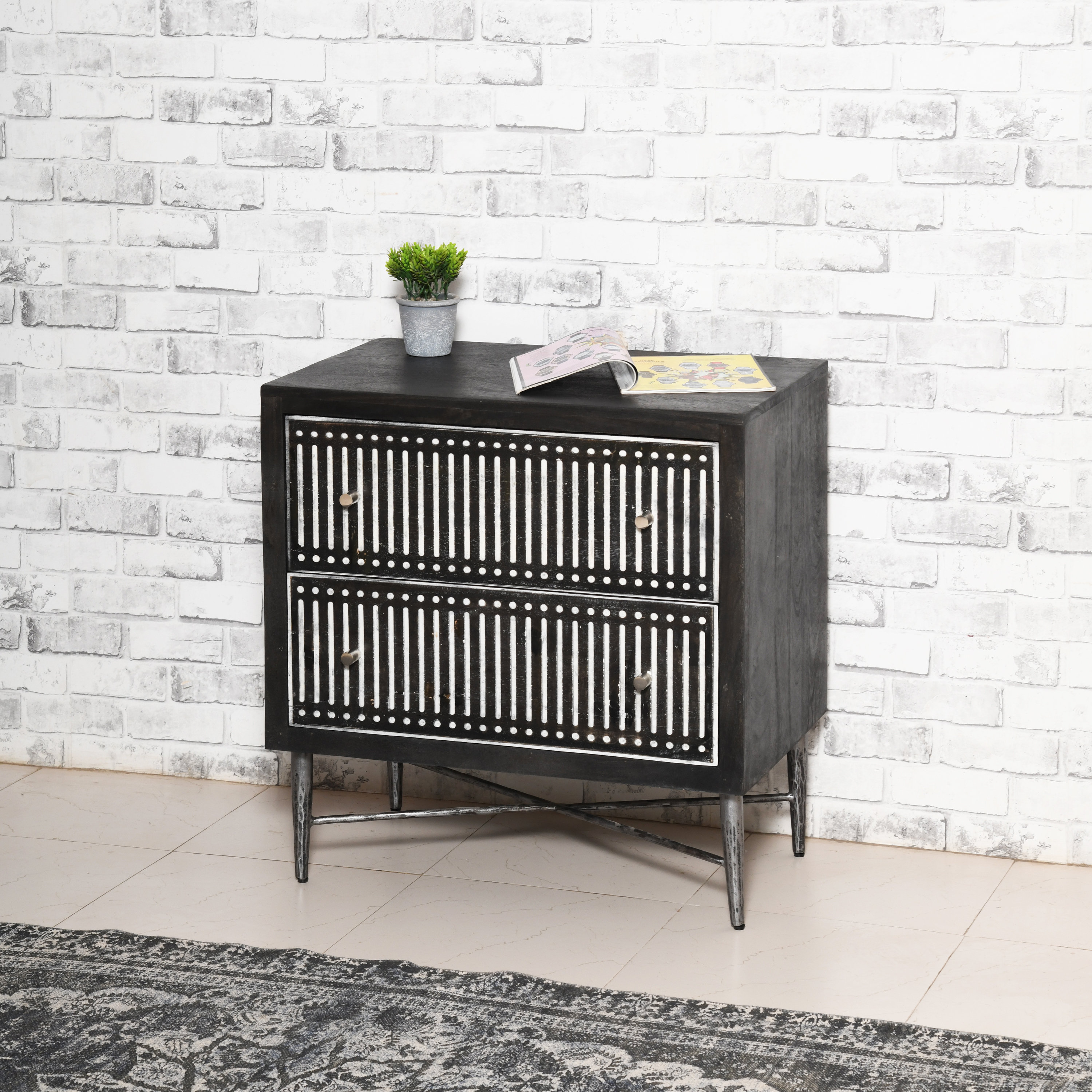 Bungalow Rose Konchog 2 - Drawer Iron Nightstand | Wayfair