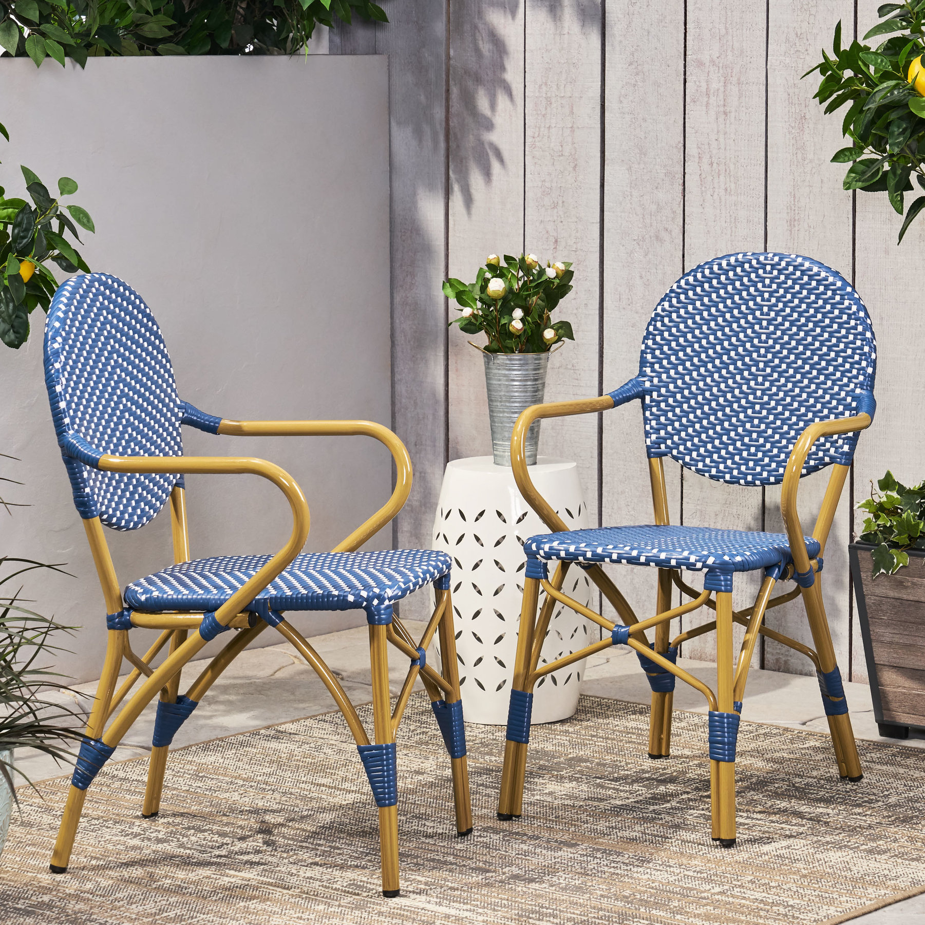 Latitude Run® Remarkable Teal French Bistro Chair With A Depth Of 21.85 ...
