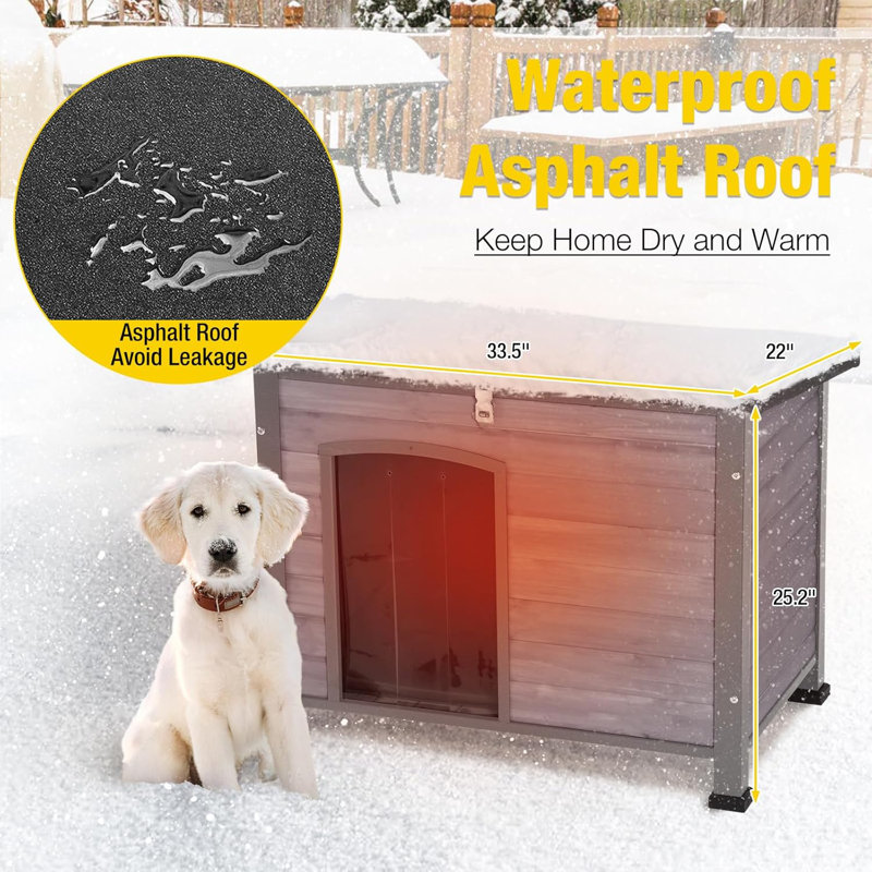 Tucker Murphy Pet™ Heated Dog House Outdoor Dog Kennel with Insulated ...