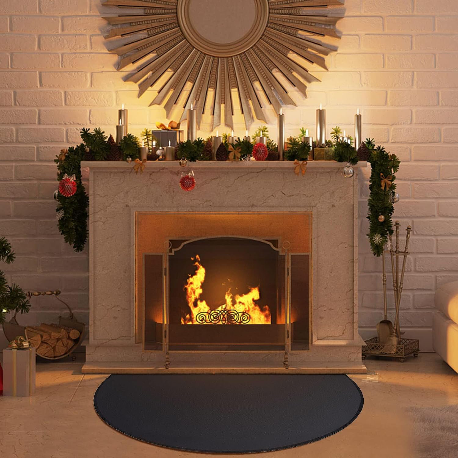 Latitude Run® Fireplace Hearth Mats Fire Resistant Half Round Fireproof ...