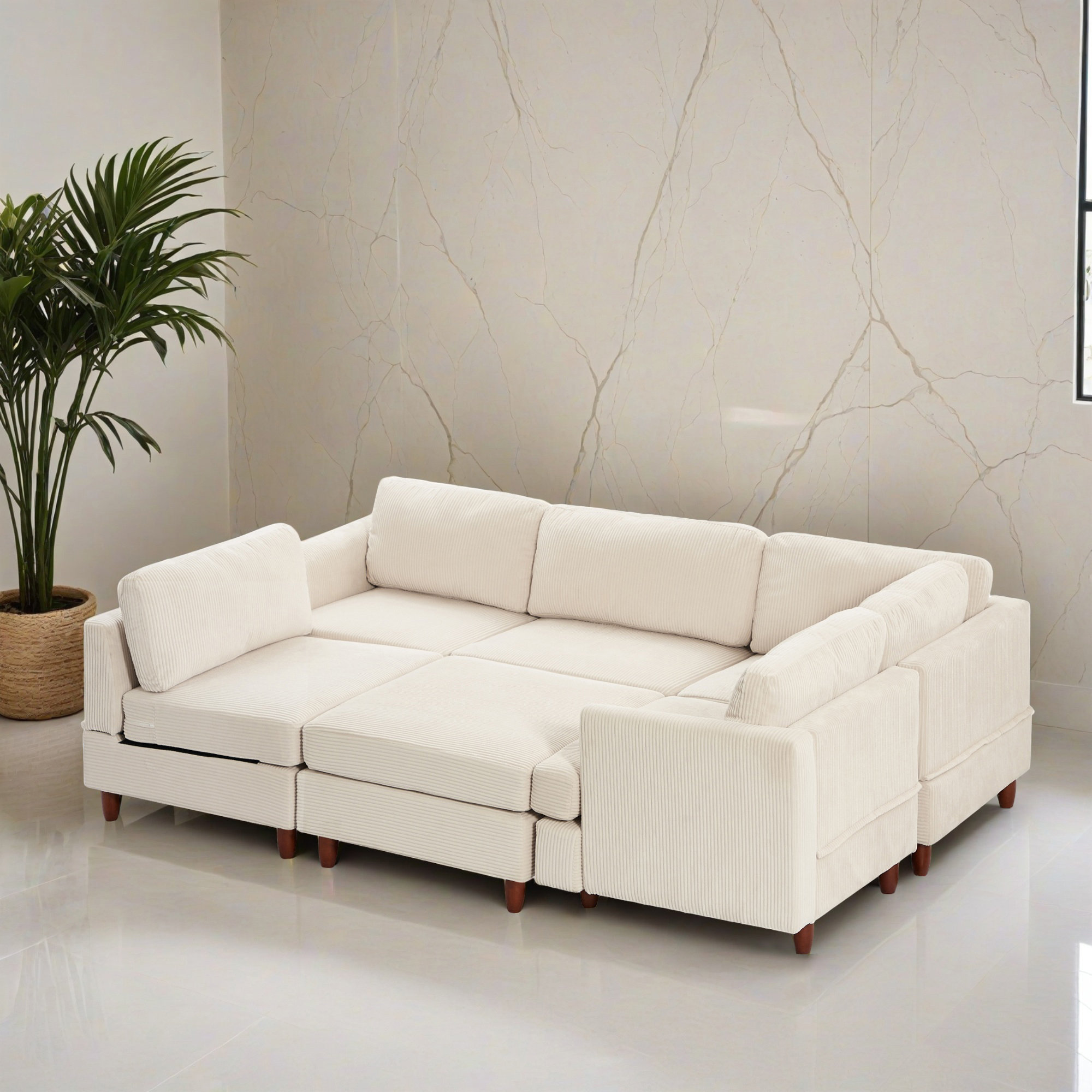 Latitude Run® 6 - Piece Modular Sleeper Sectional Sofa Bed Corner Sofa ...