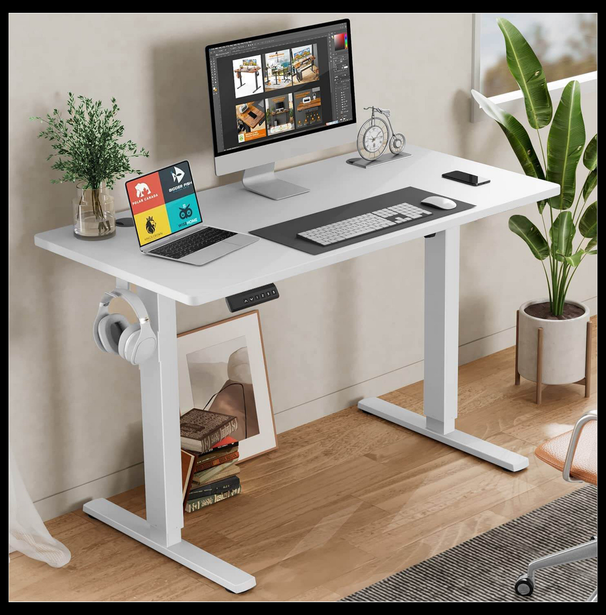 Isabelle & Max™ Anaelise Adjustable Metal Base Computer Desk | Wayfair