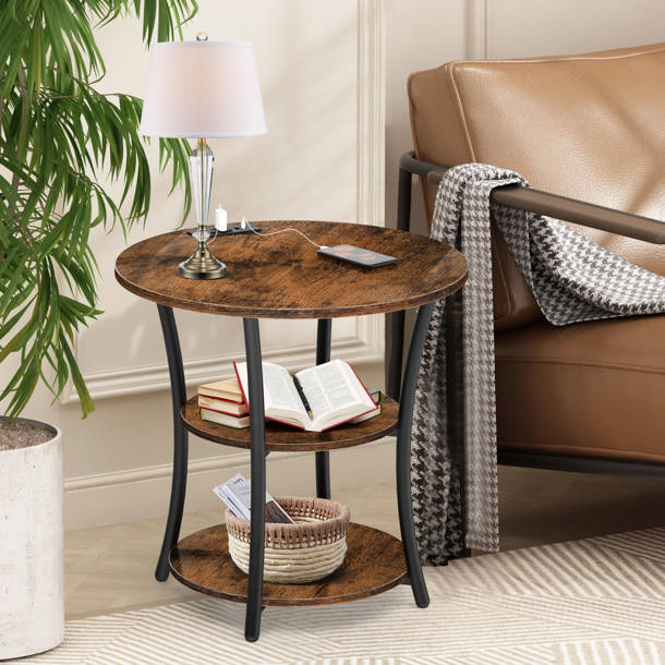 17 Stories Jakwan Oval End Table with 3-Tier Storage Shelves & Reviews ...