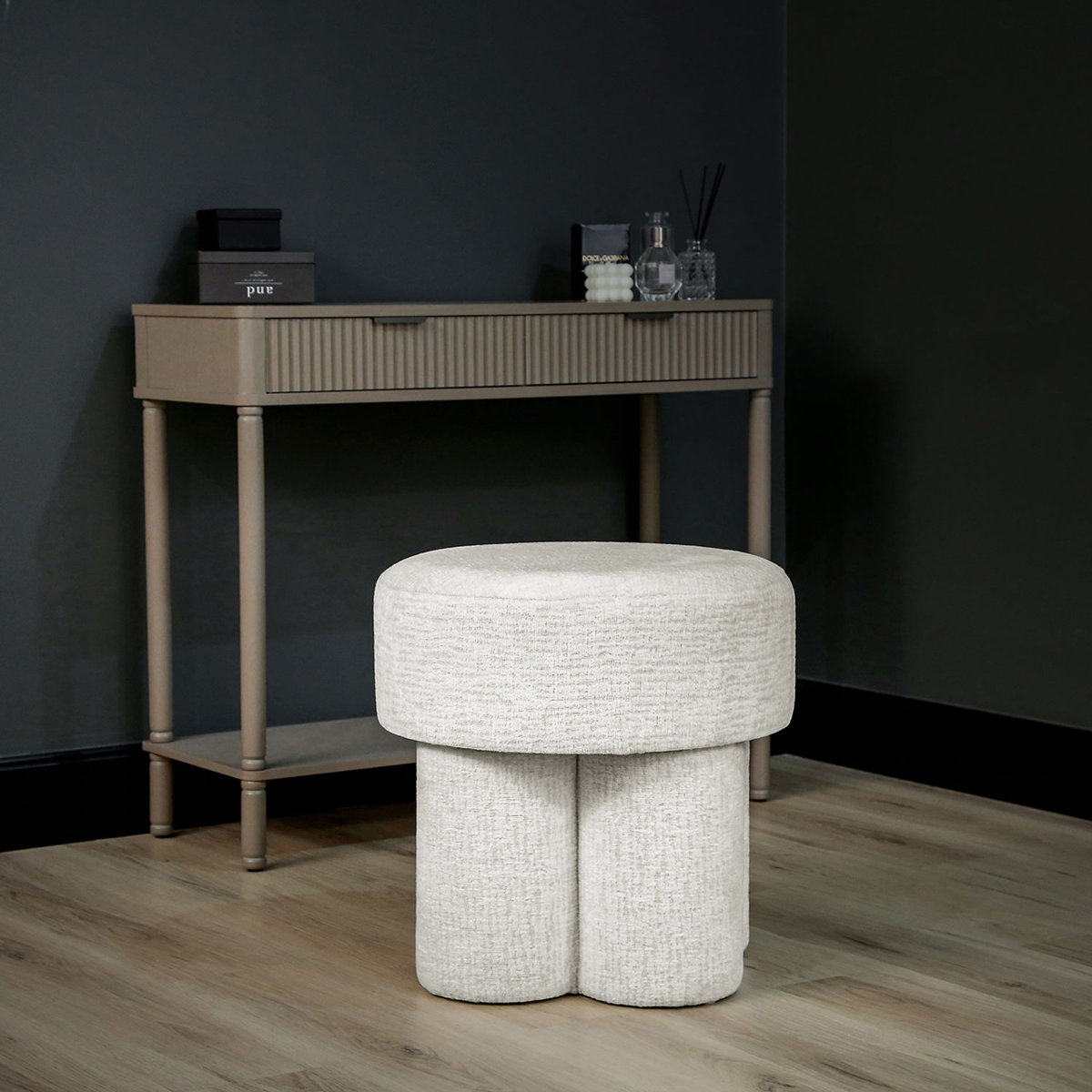 17 Stories Chenille Round Dressing Table Stool for Bedroom Furniture ...