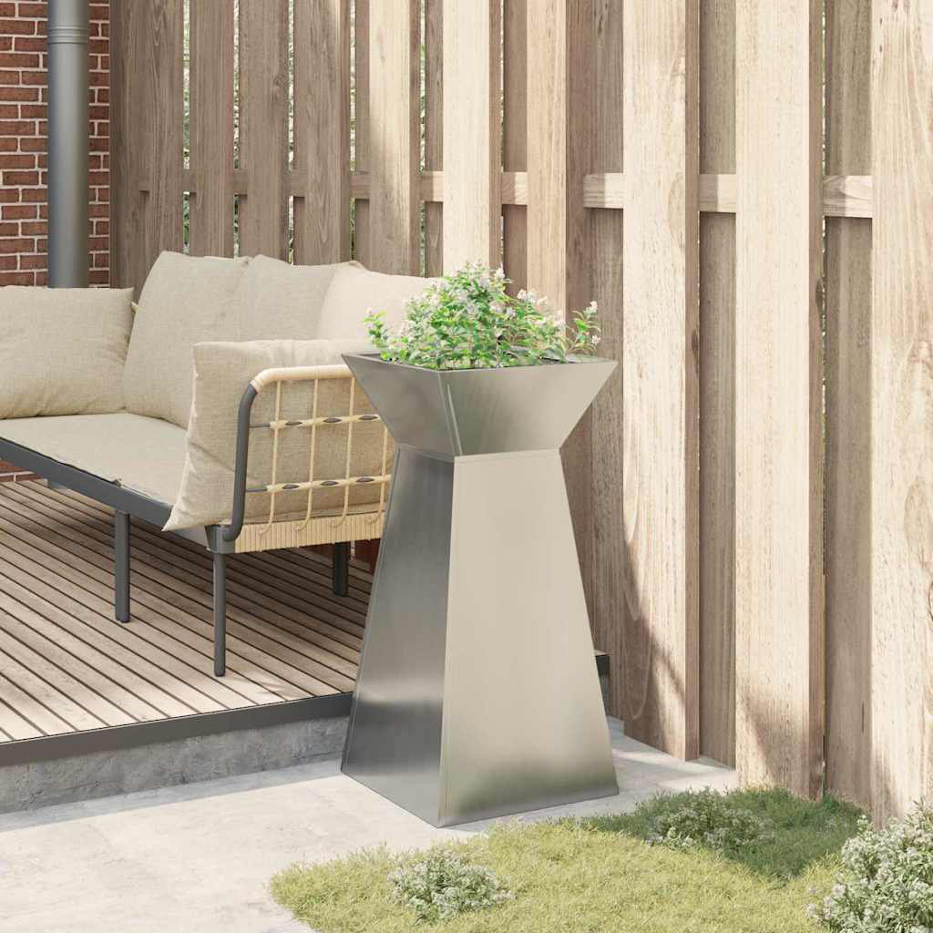 LoftDesigns Pillar Planter Silver Steel | Wayfair.co.uk