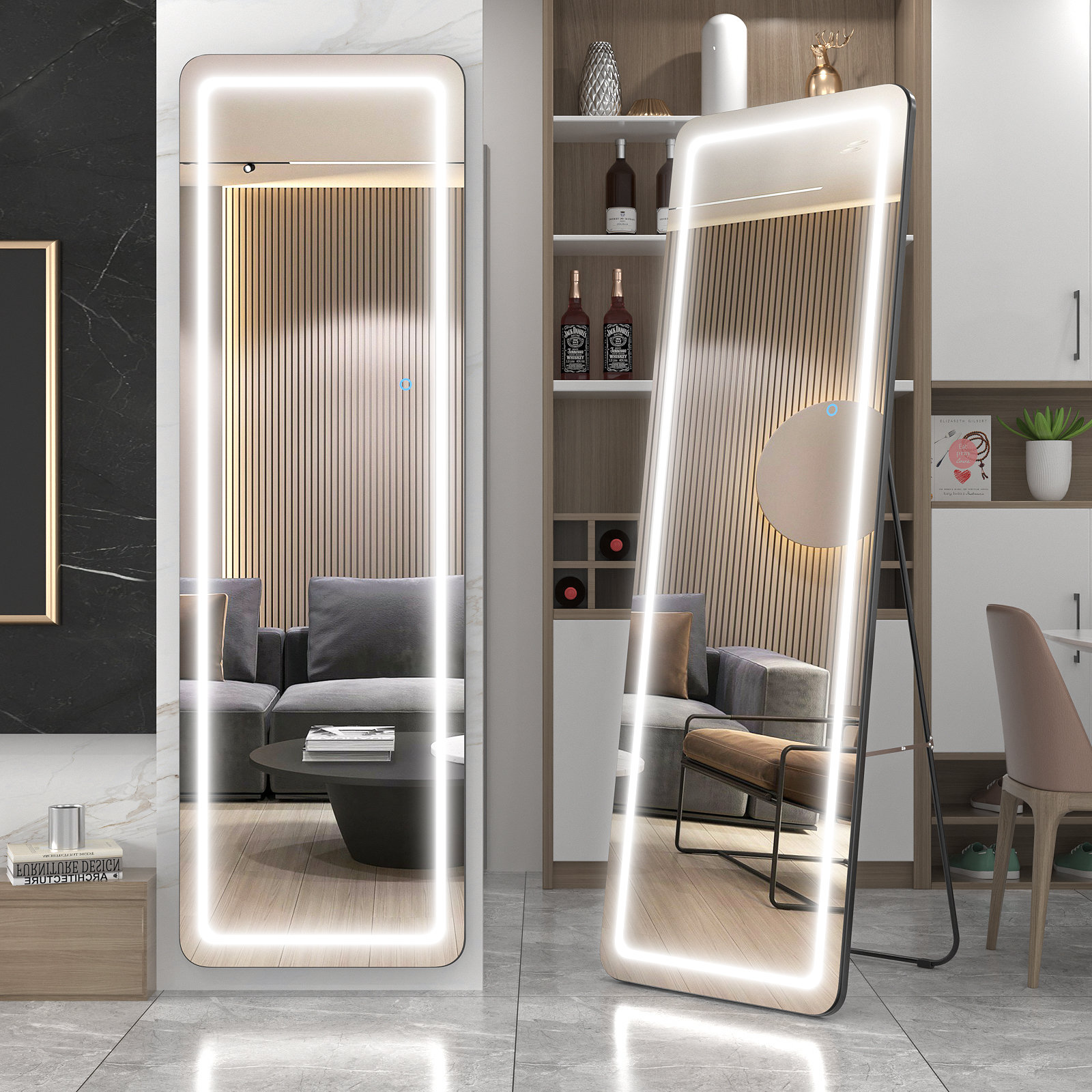 Ivy Bronx Emilin Rectangle LED Metal Mirror | Wayfair