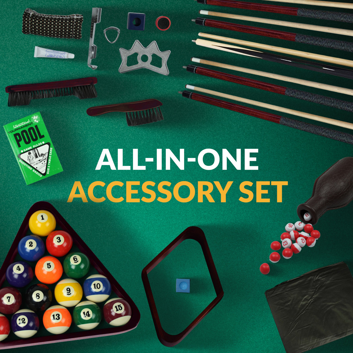 Hathaway Games Deluxe Billiards Pool Table Accessory Kit & Reviews ...