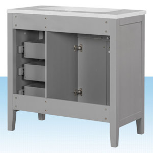 Winston Porter Jermey 36'' Single Bathroom Vanity with Ceramic Top ...