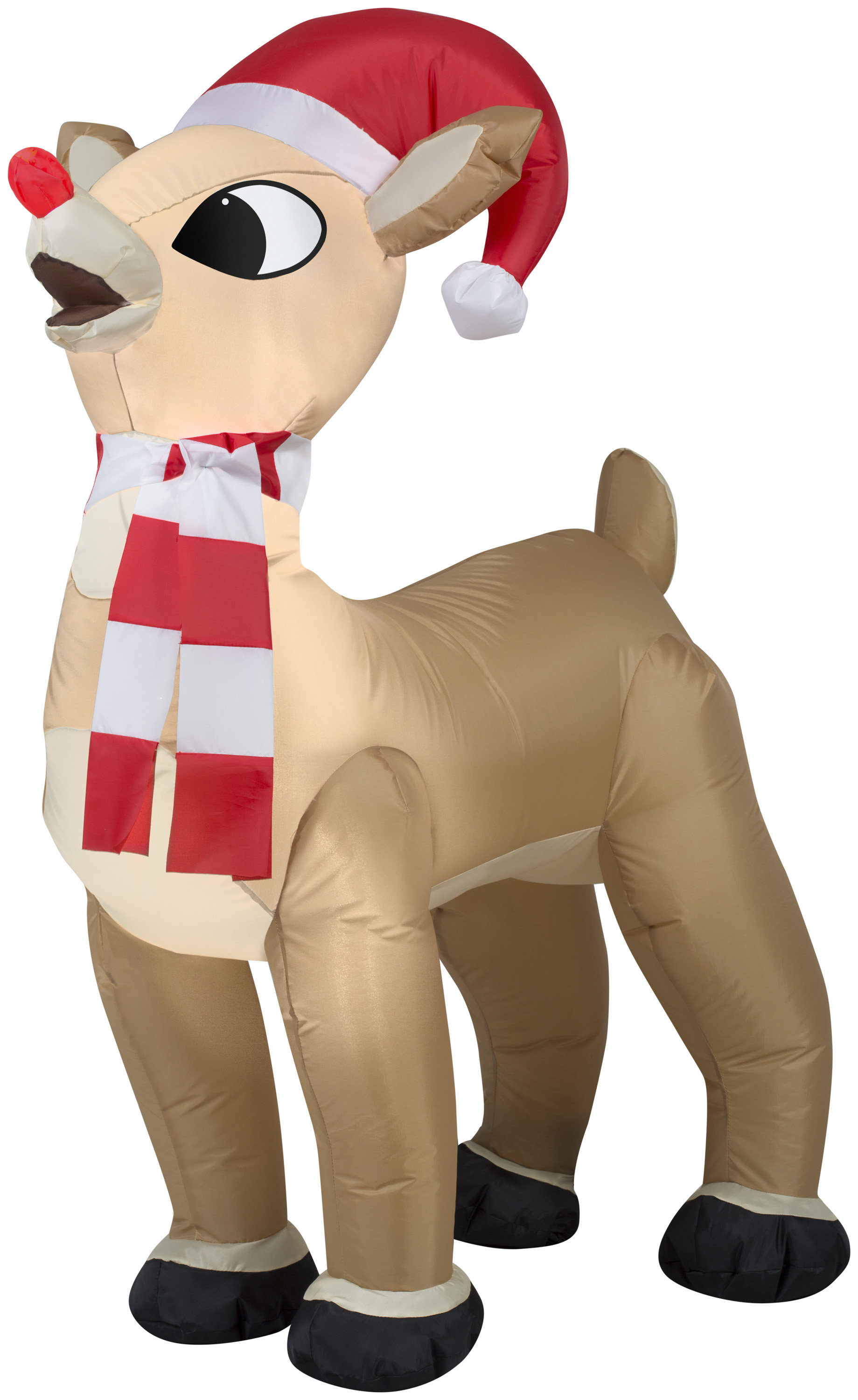 Gemmy Industries Airblown Standing Rudolph W Santa Hat & Scarf ...