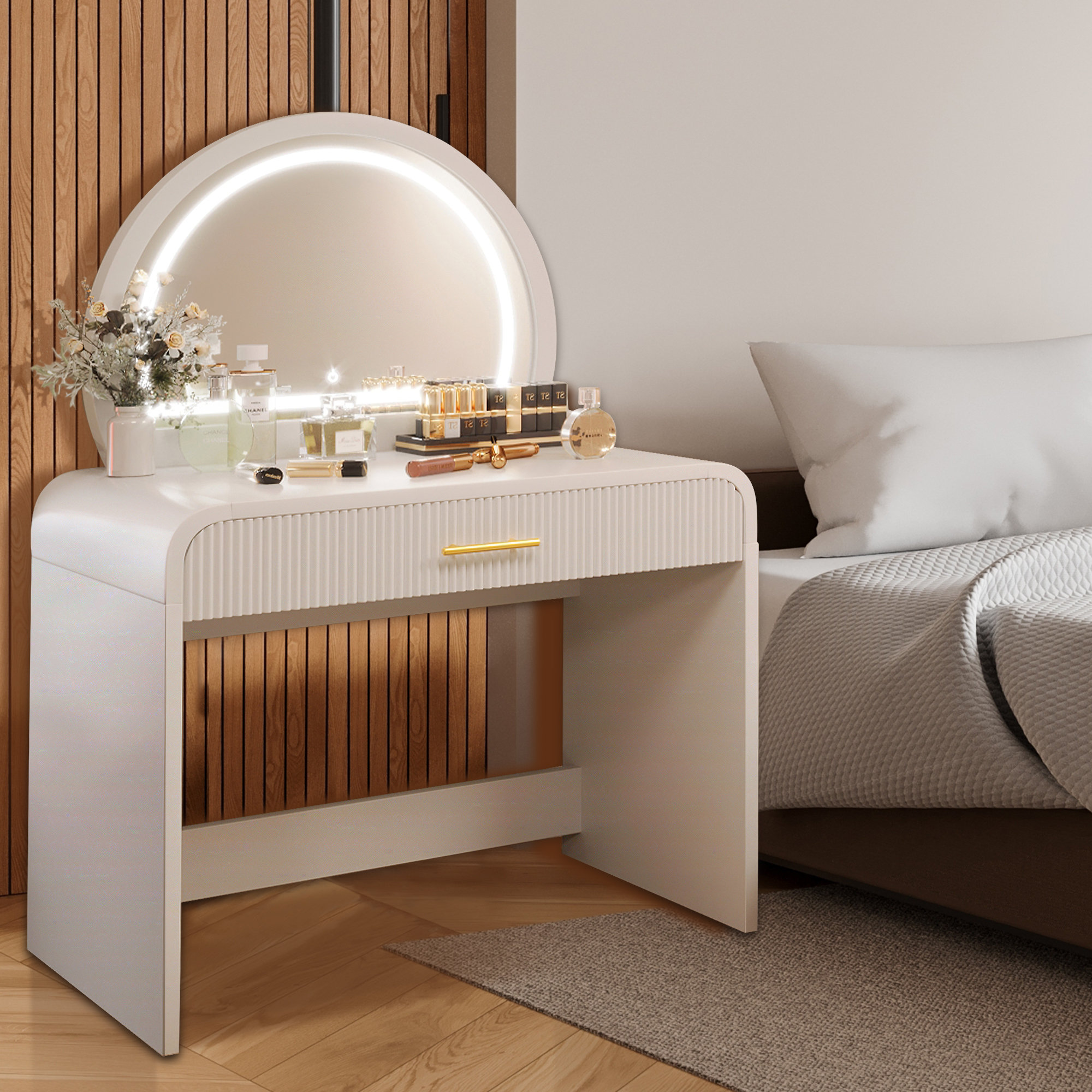 Mercer41 39" W White Makeup Vanity Table Dressing Table With Removable ...