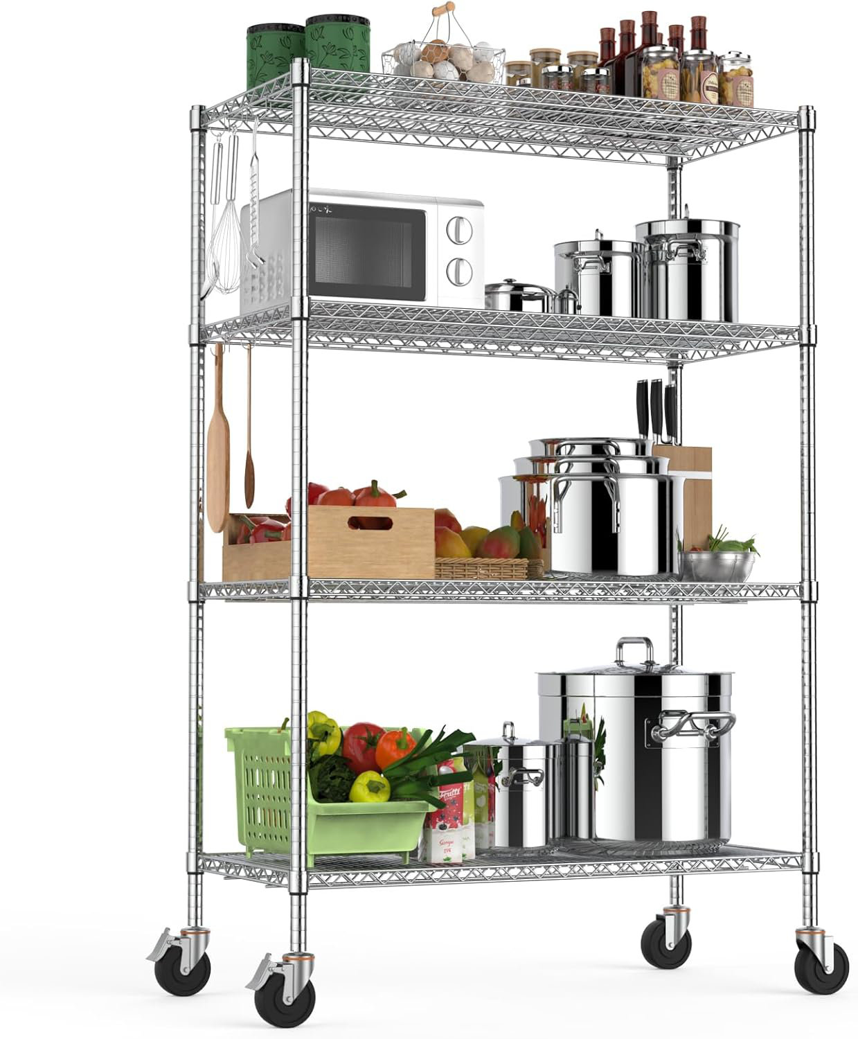 Rebrilliant Certified 4-Tier Heavy Duty Wire Shelving Unit - 2400 Lbs ...