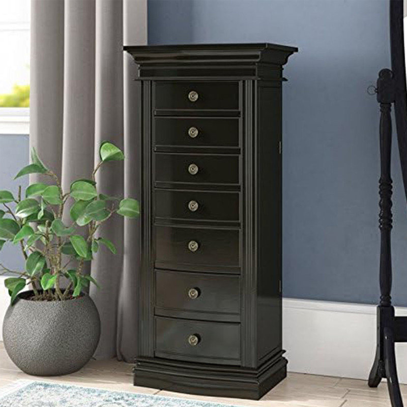 DEBLIT Modern Jewelry Armoire, with 12 Necklace Hooks & 7 Spacious Pull ...