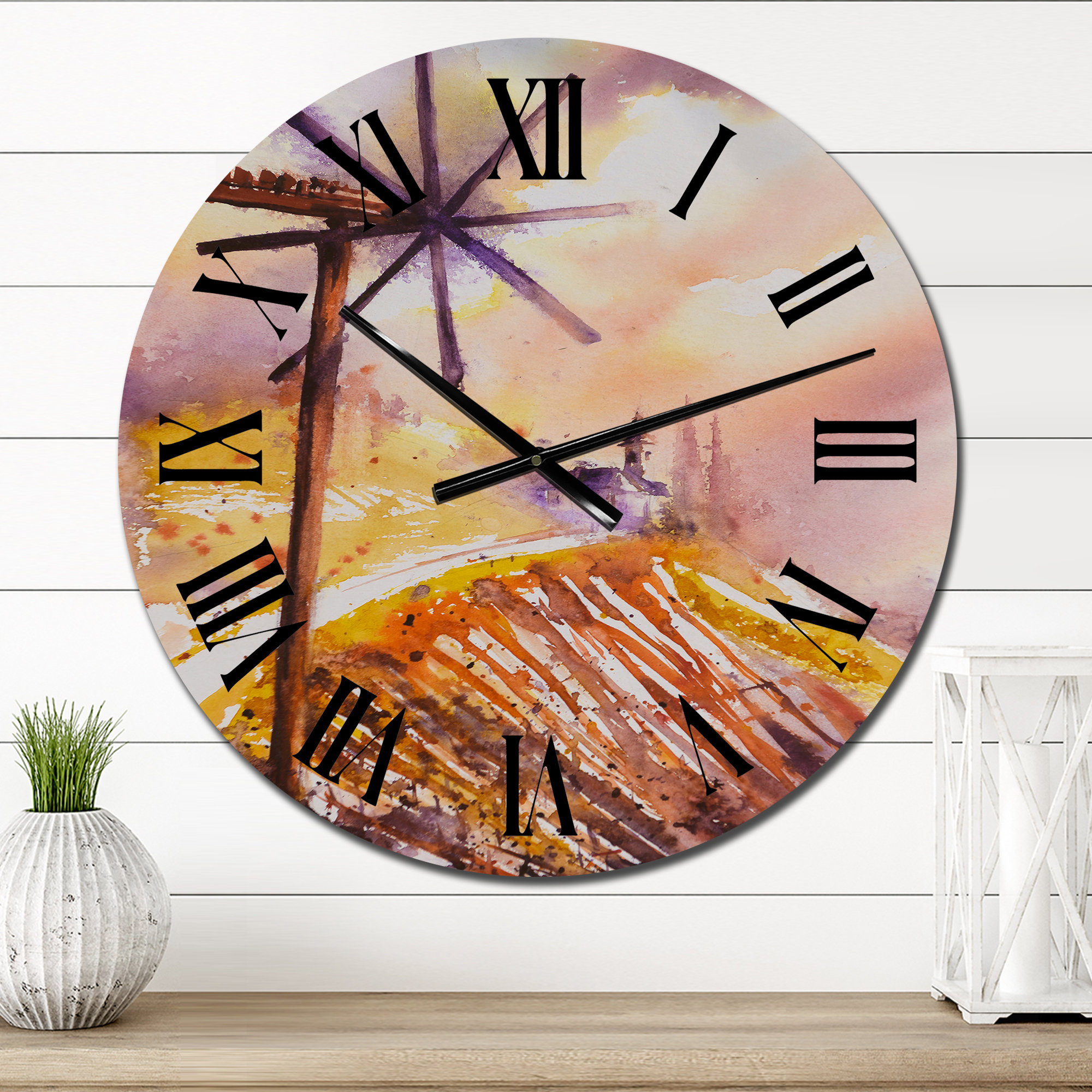 East Urban Home Watermill in Italian Landscape I - Country Wall Clock ...