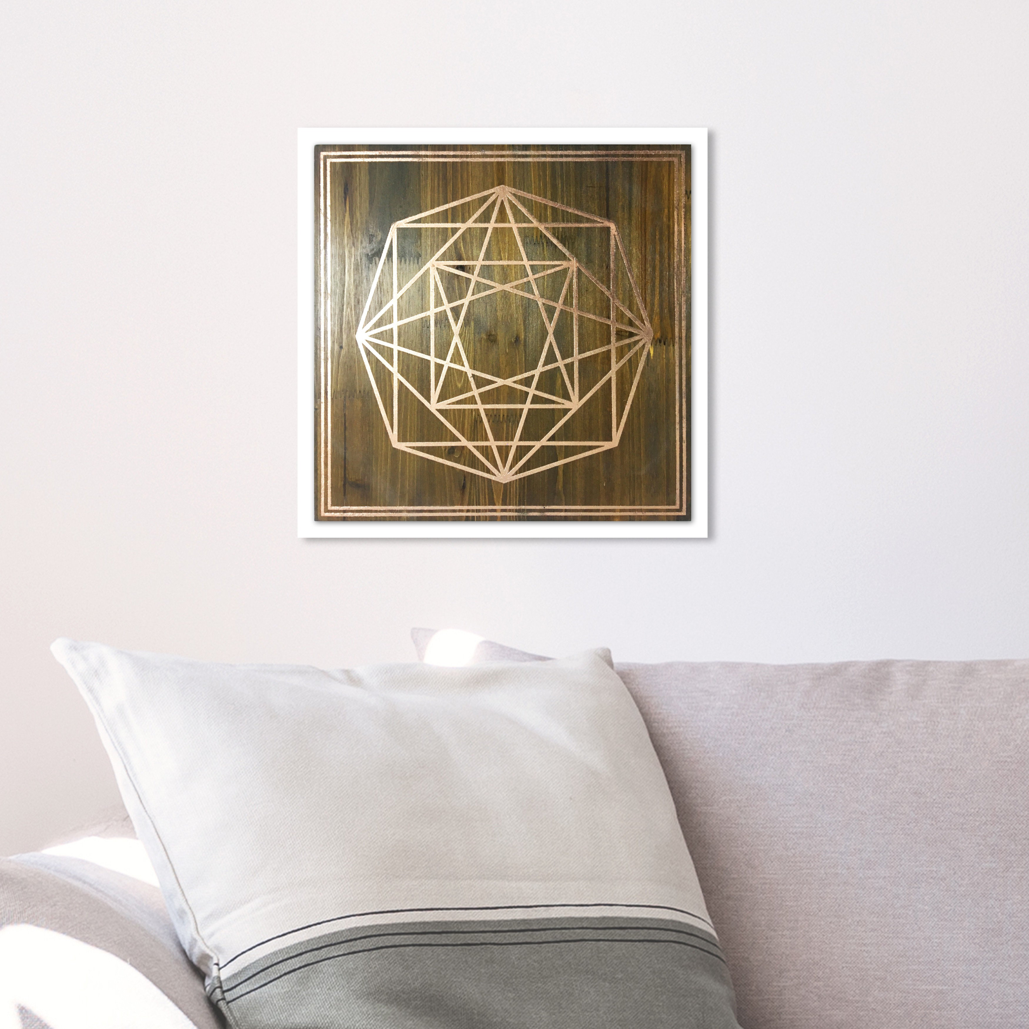 Oliver Gal Prints Geometric Octagon, Wood Lines Octagon Rustic Gold ...