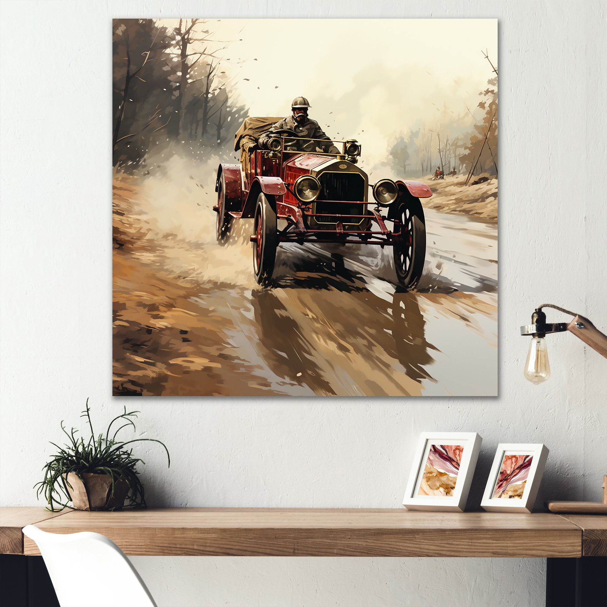 Lark Manor Red Vintage 1930S Race Car Tracks II - Race Tracks Metal ...