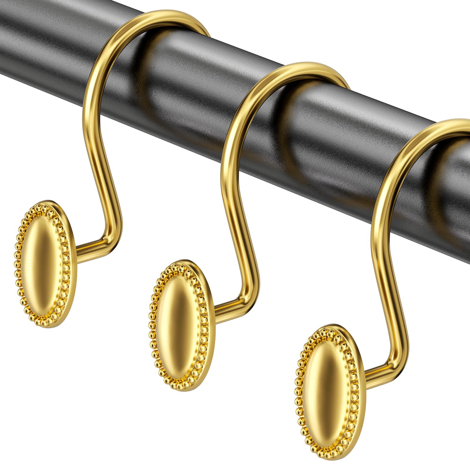 Passetas 12PCS Rust Proof Shower Curtain Rings, Decorative Modern ...