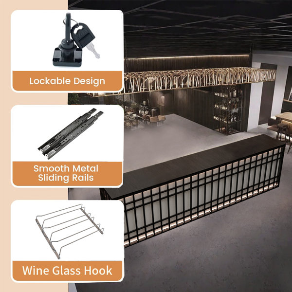 KPXU Bar Counter Bar Counter Front Desk with Single Countertop, Wine ...