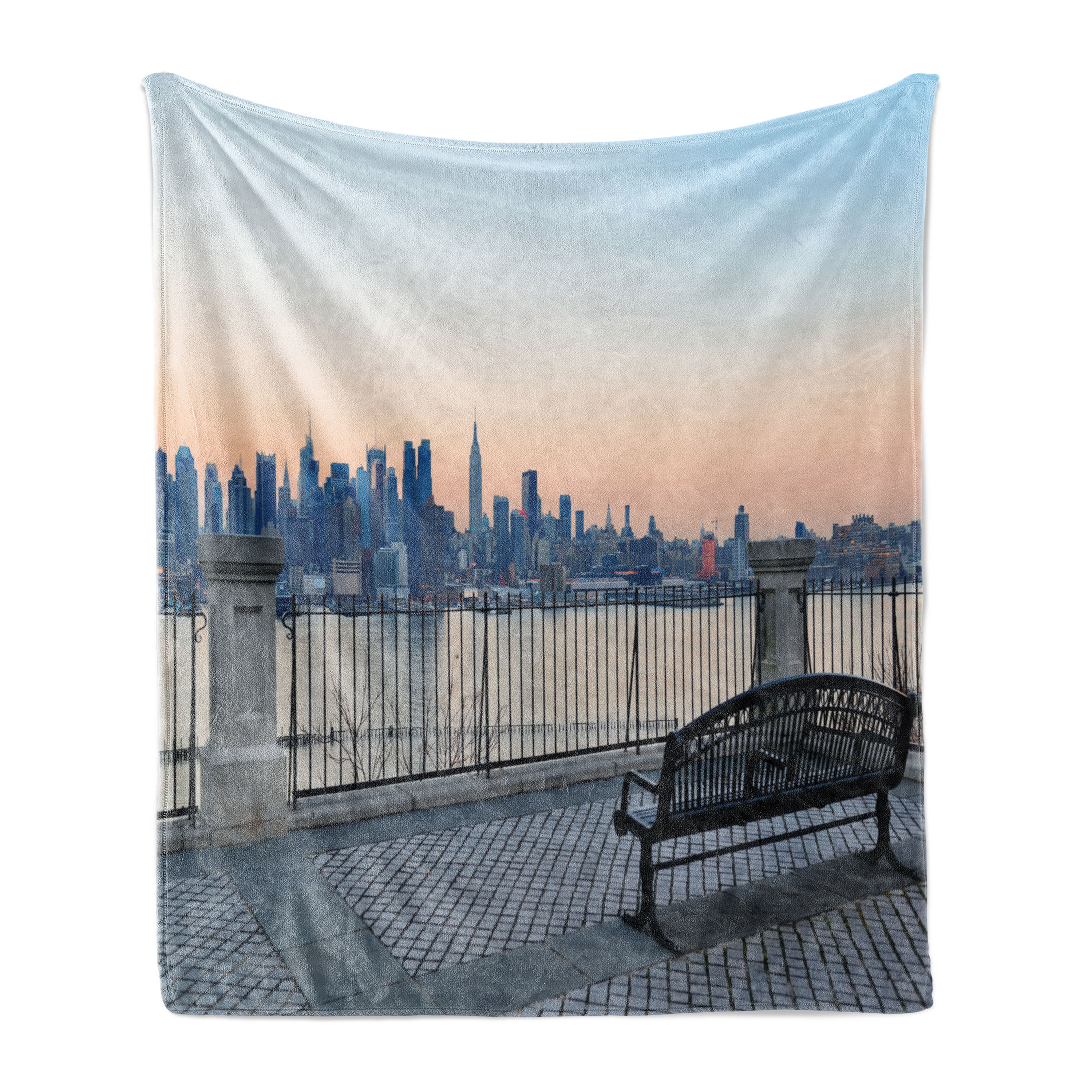 Ambesonne Scenery Fleece Throw Blanket Bench in New York City ...