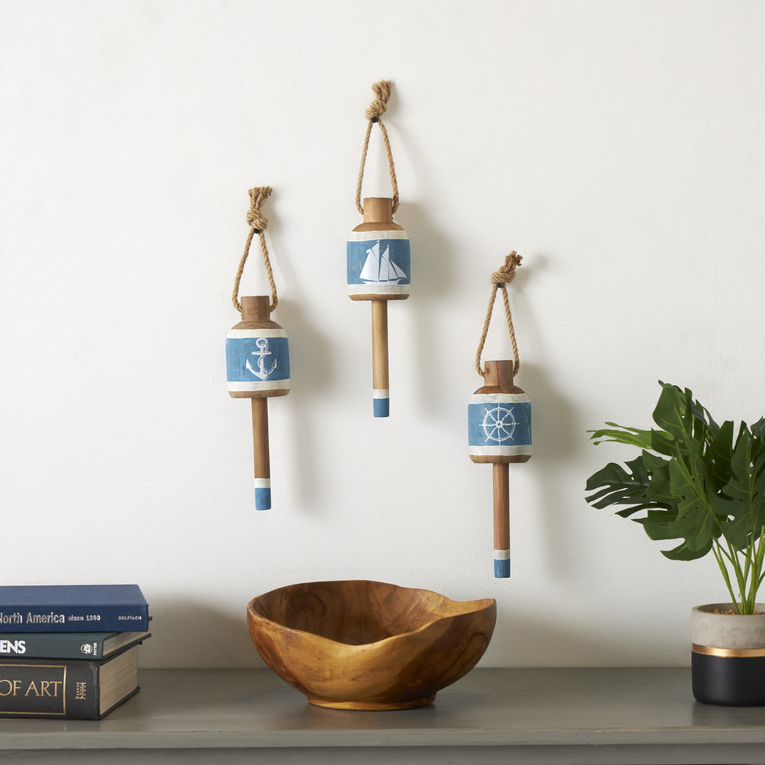 Breakwater Bay 3 Piece Wood Handmade Welcome Rope Wall Décor Set | Wayfair
