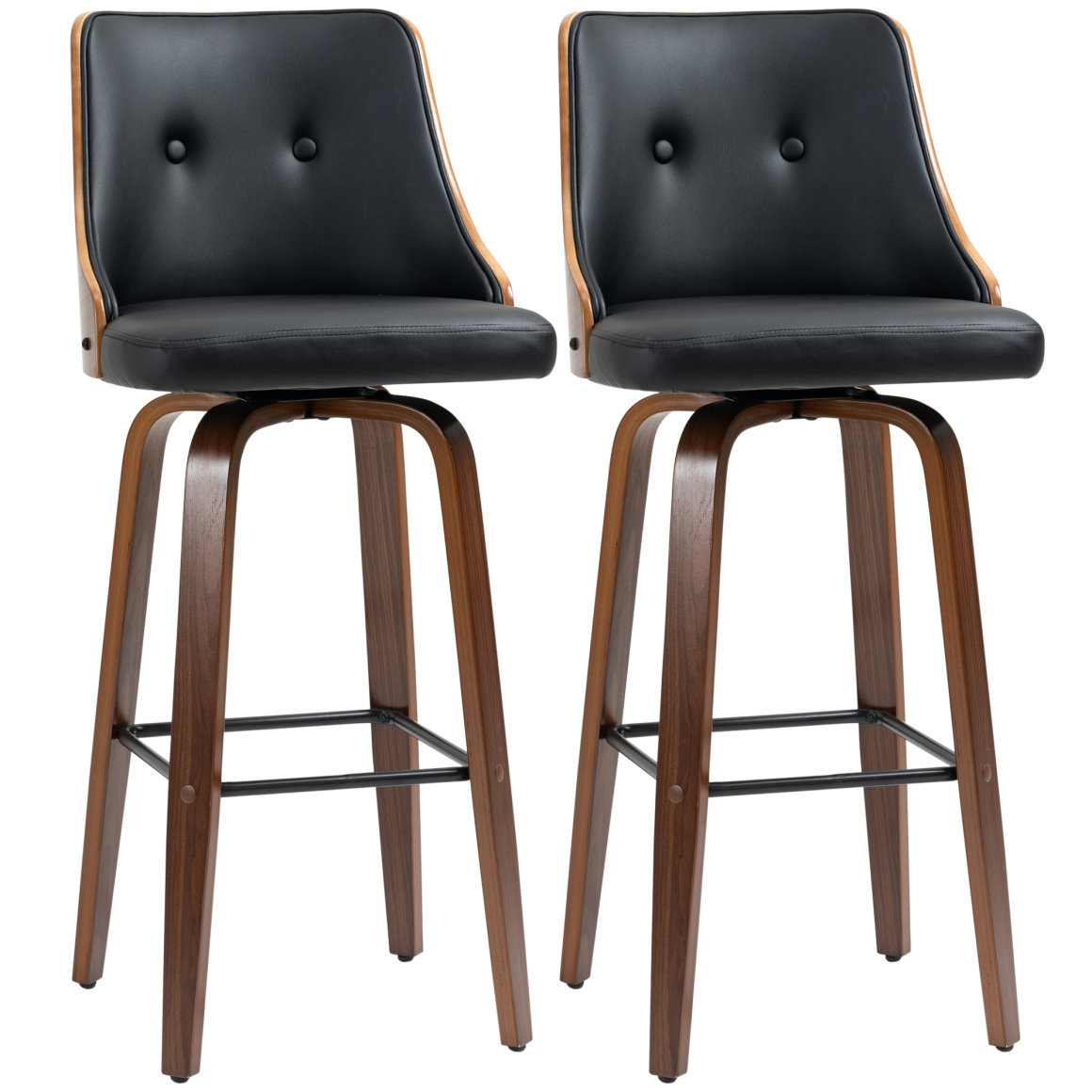 Latitude Run® Homcom Bar Height Bar Stools, Pu Leather Swivel Barstools ...