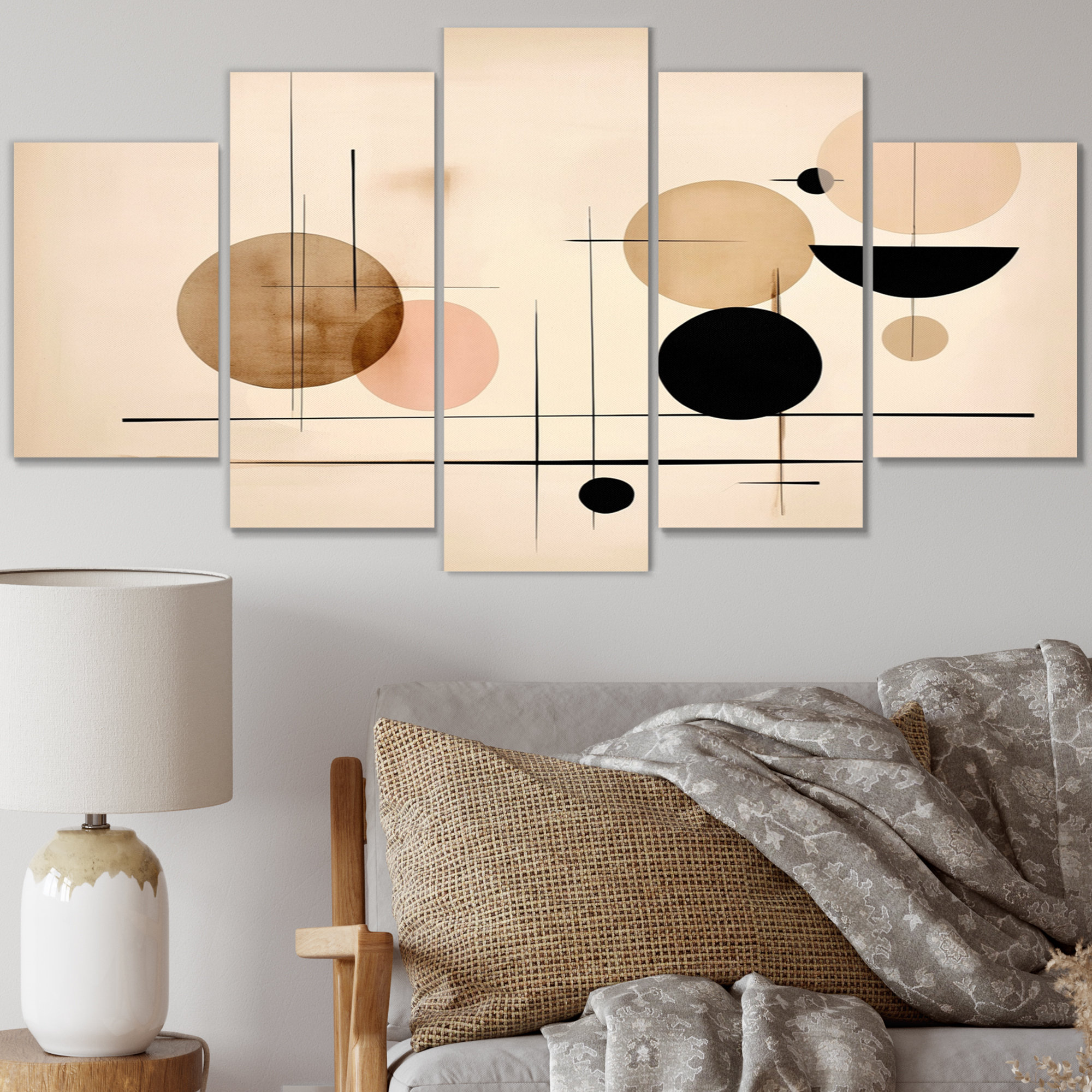 Wrought Studio™ Beige Geometry In Motion X - Abstract Shapes Canvas ...