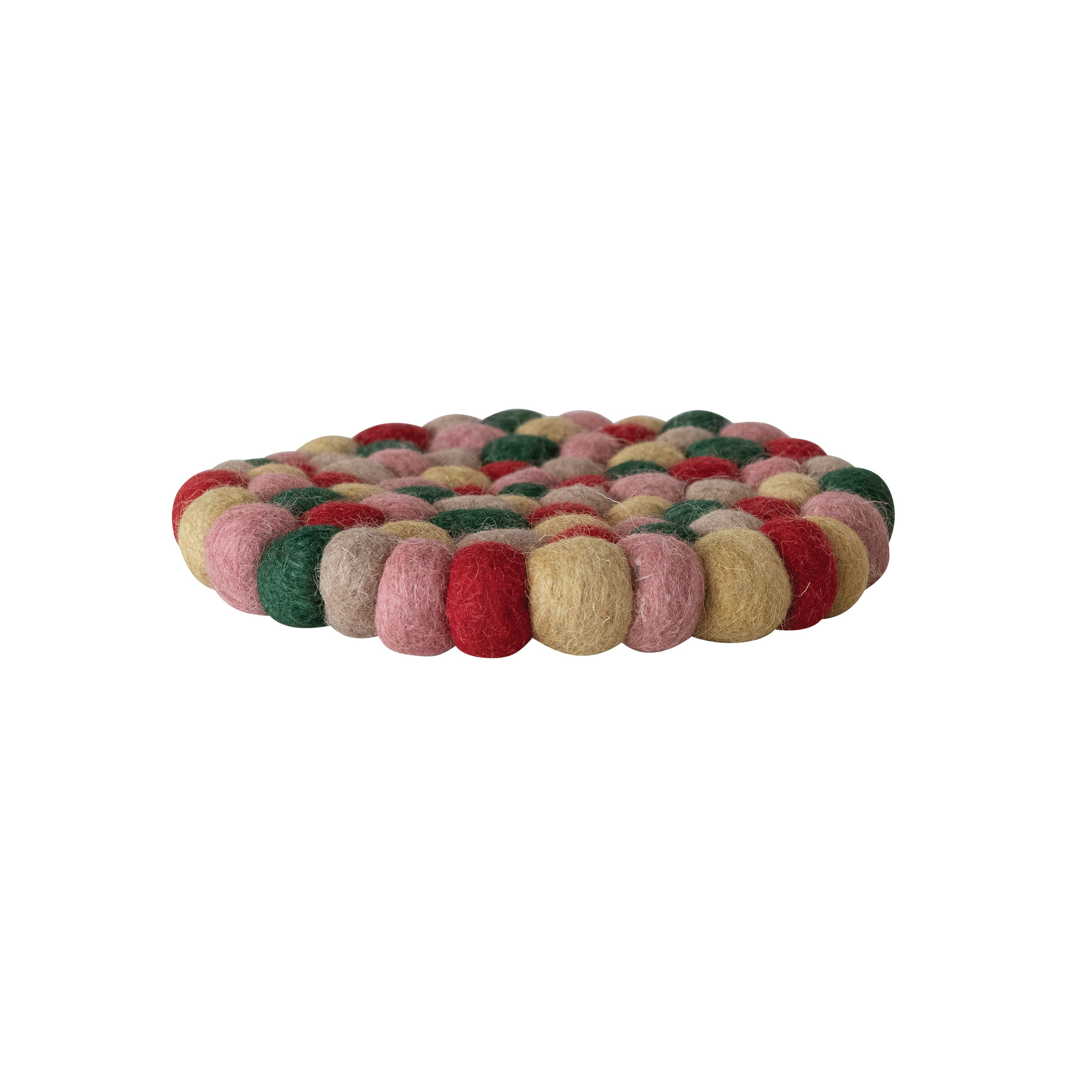 Dakota Fields Handmade Wool Felt Ball Round Trivet | Wayfair