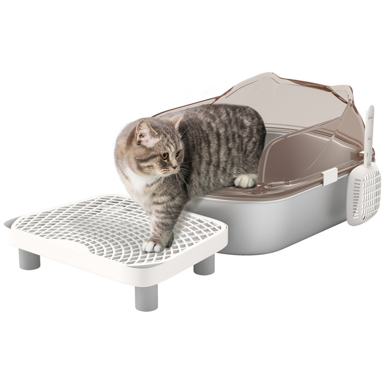 Pawhut Stainless Steel, ABS, PP Litter Box with Scoop | Wayfair.co.uk