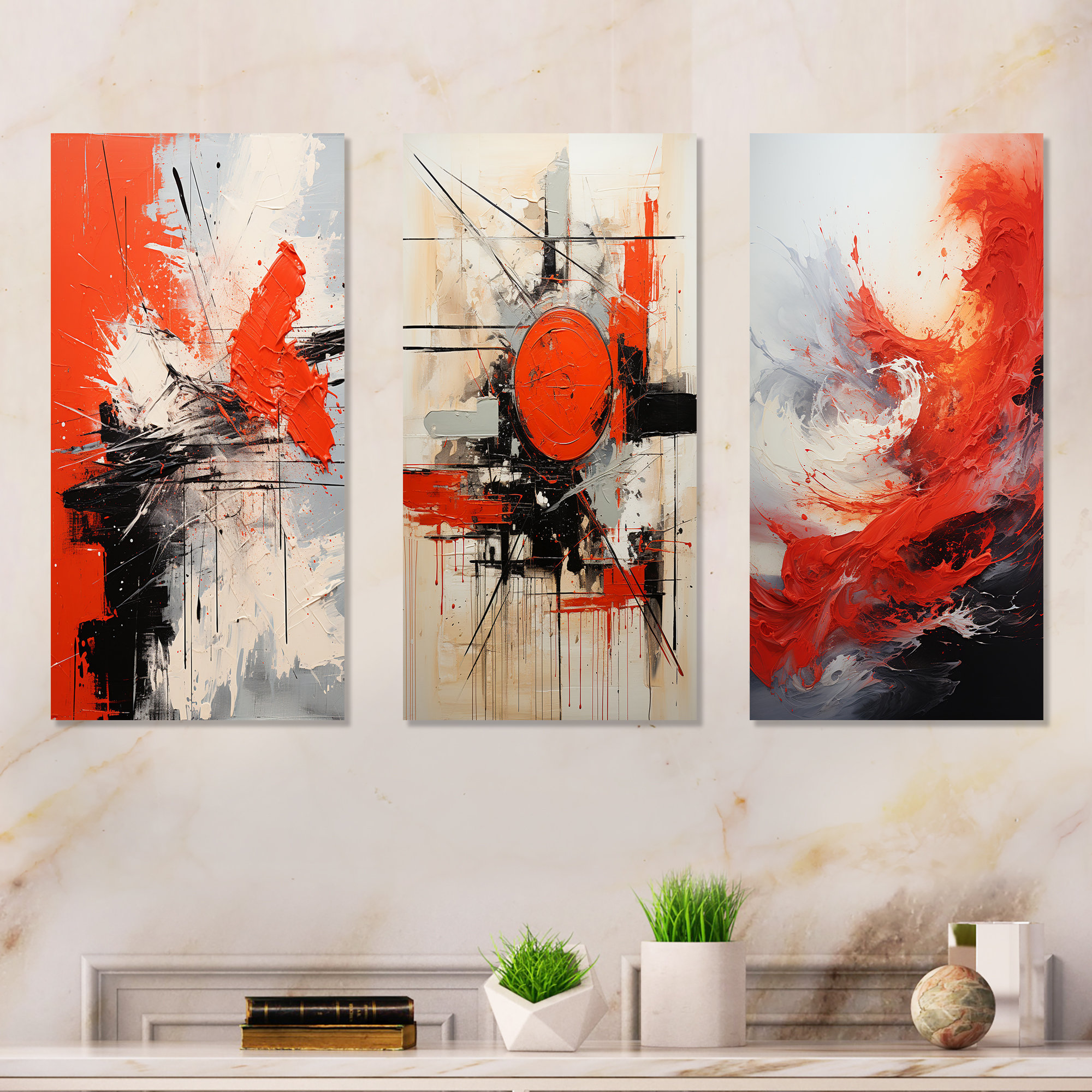 Ivy Bronx Red And White Chaos Unleashed I - Abstract Collages Canvas ...