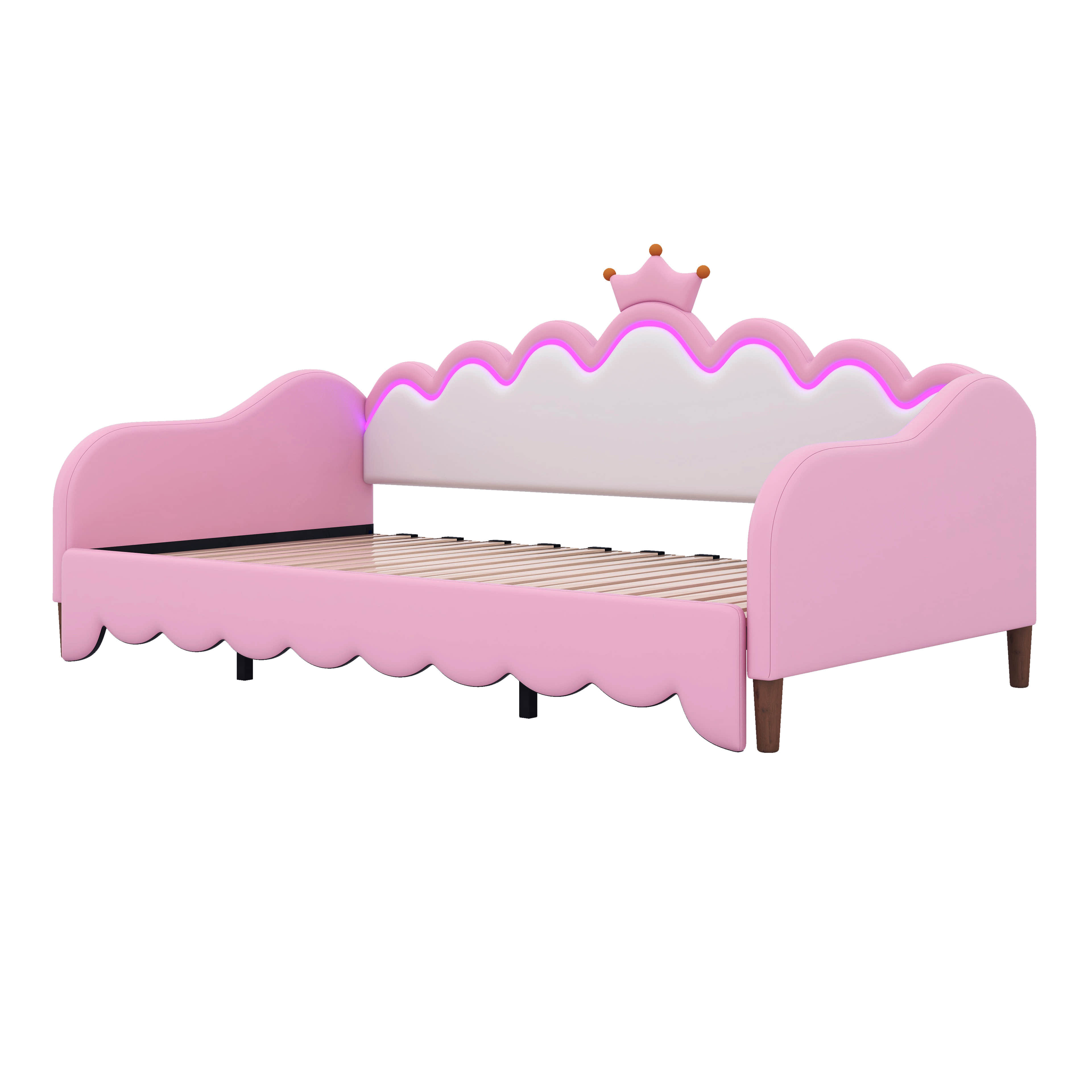 Mercer41 Malikia Twin Extending Modern Upholstered Princess Daybed With ...