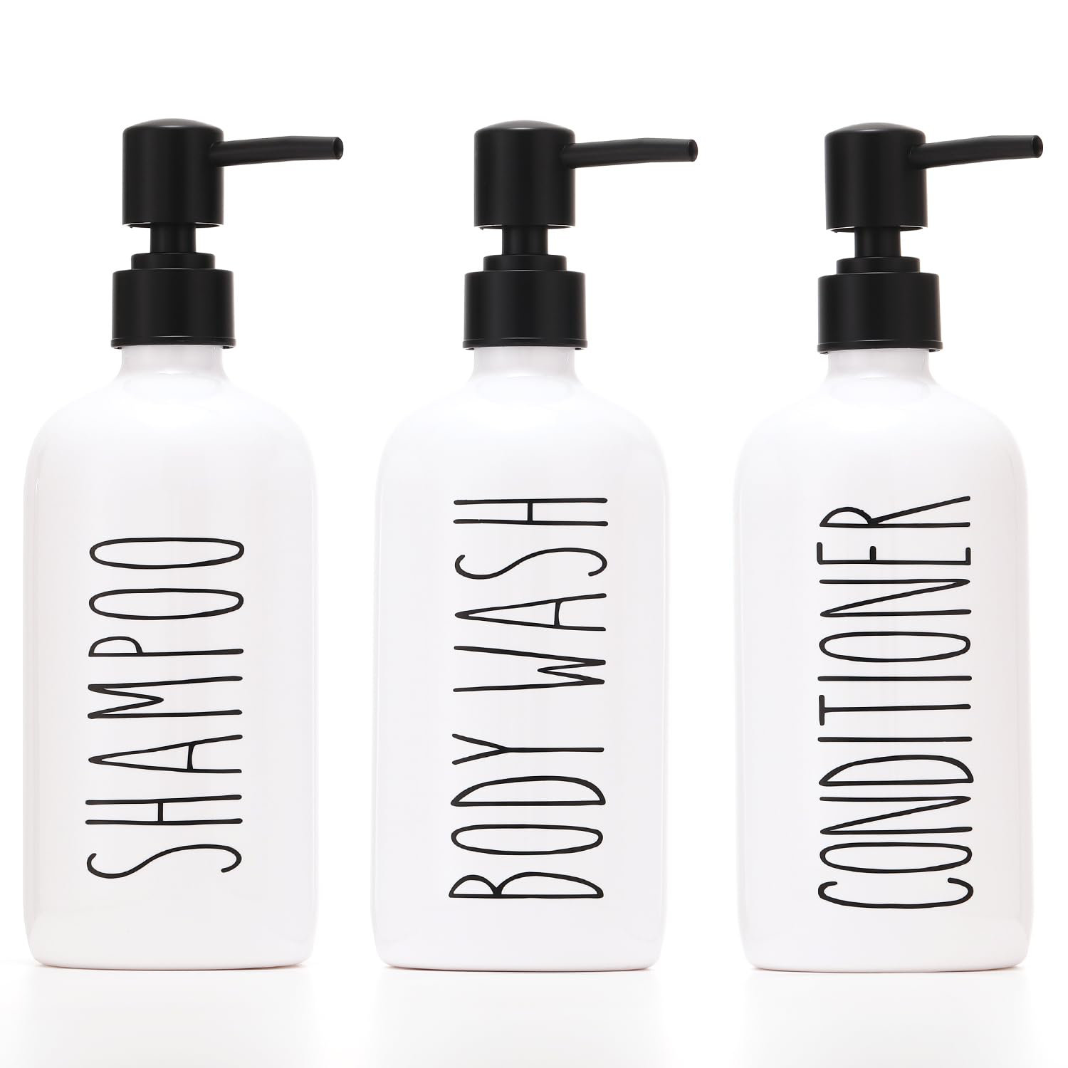 Latitude Run® Shampoo And Conditioner Dispenser Set Of 3, 21oz Shower ...