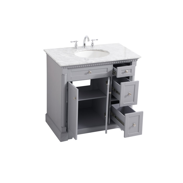 Red Barrel Studio® 36'' Single Bathroom Vanity with Marble Top ...