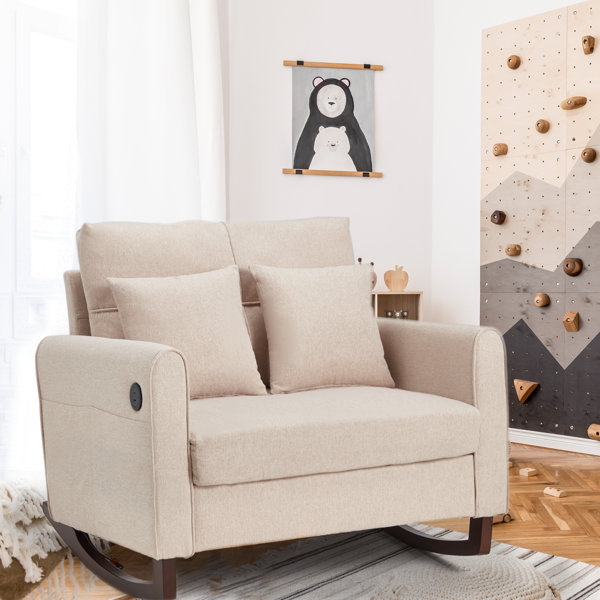 Erommy Upholstered Oversize Rocking Chair, Rocking Chair With High Back ...