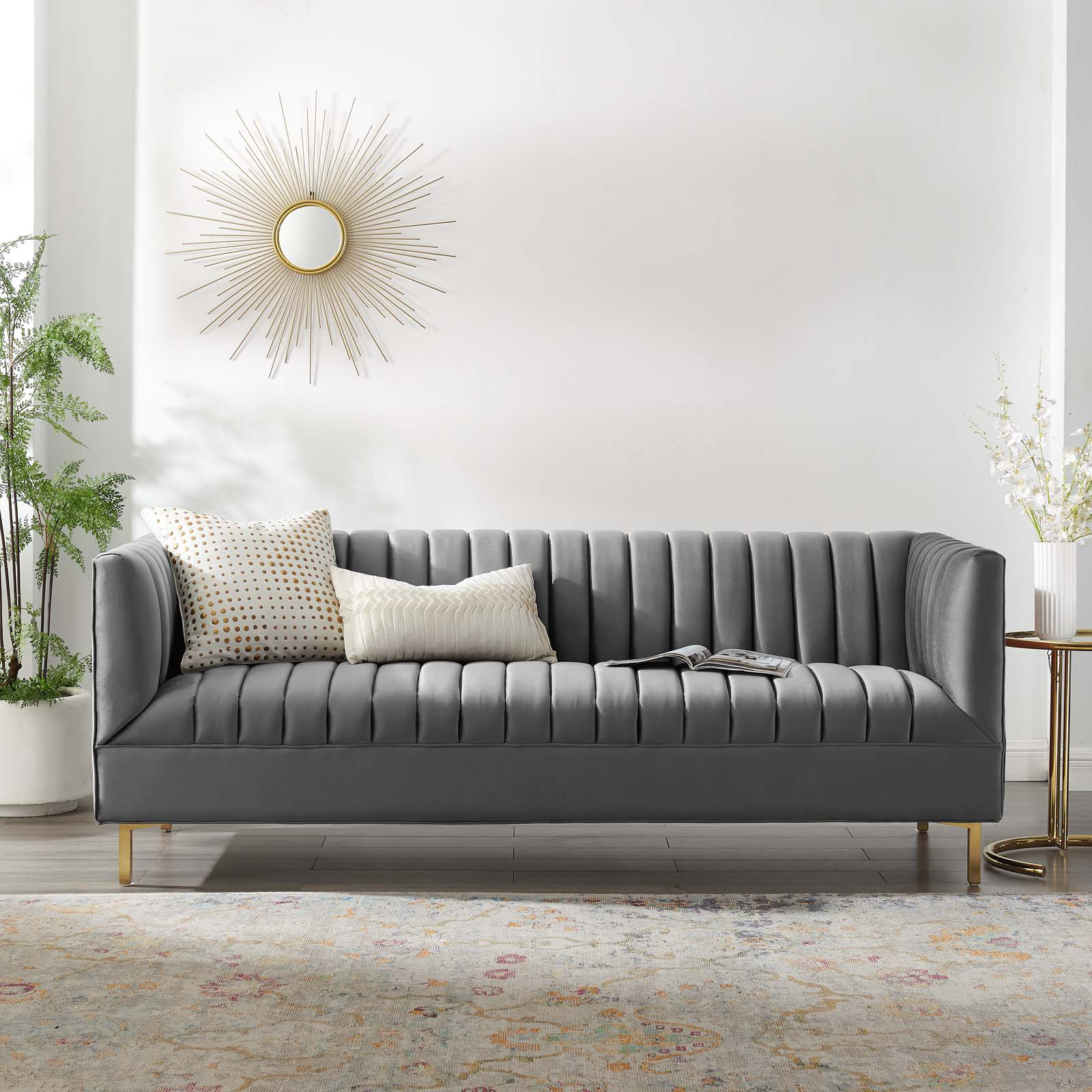 Modway Shift Channel Tufted Performance Velvet Sofa & Reviews | Wayfair