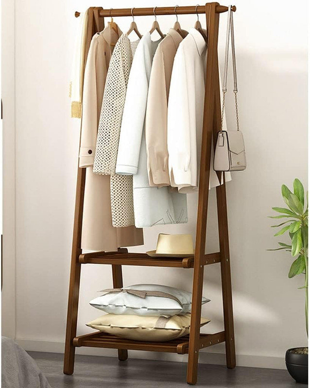 Lark Manor™ Foldable Bamboo Clothing Rack with Storage Shelves ...