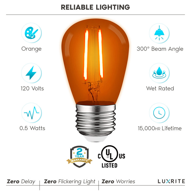 Luxrite 0.5 Watt S14 LED Colored String Light Bulb, E26/Medium ...