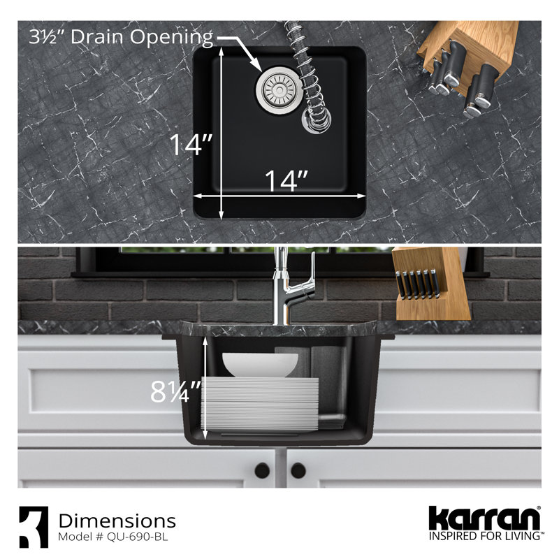 Karran Quartz 16-5/8'' X 16-5/8'' Undermount Bar Sink & Reviews | Wayfair