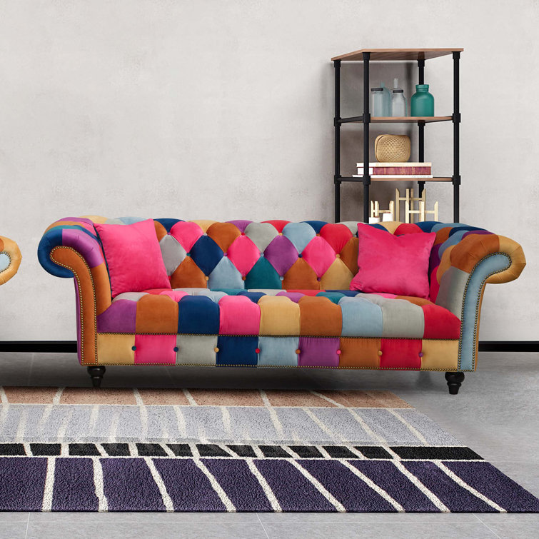 Latitude Vive Camaury Velvet Patchwork Sofa & Reviews | Wayfair.co.uk