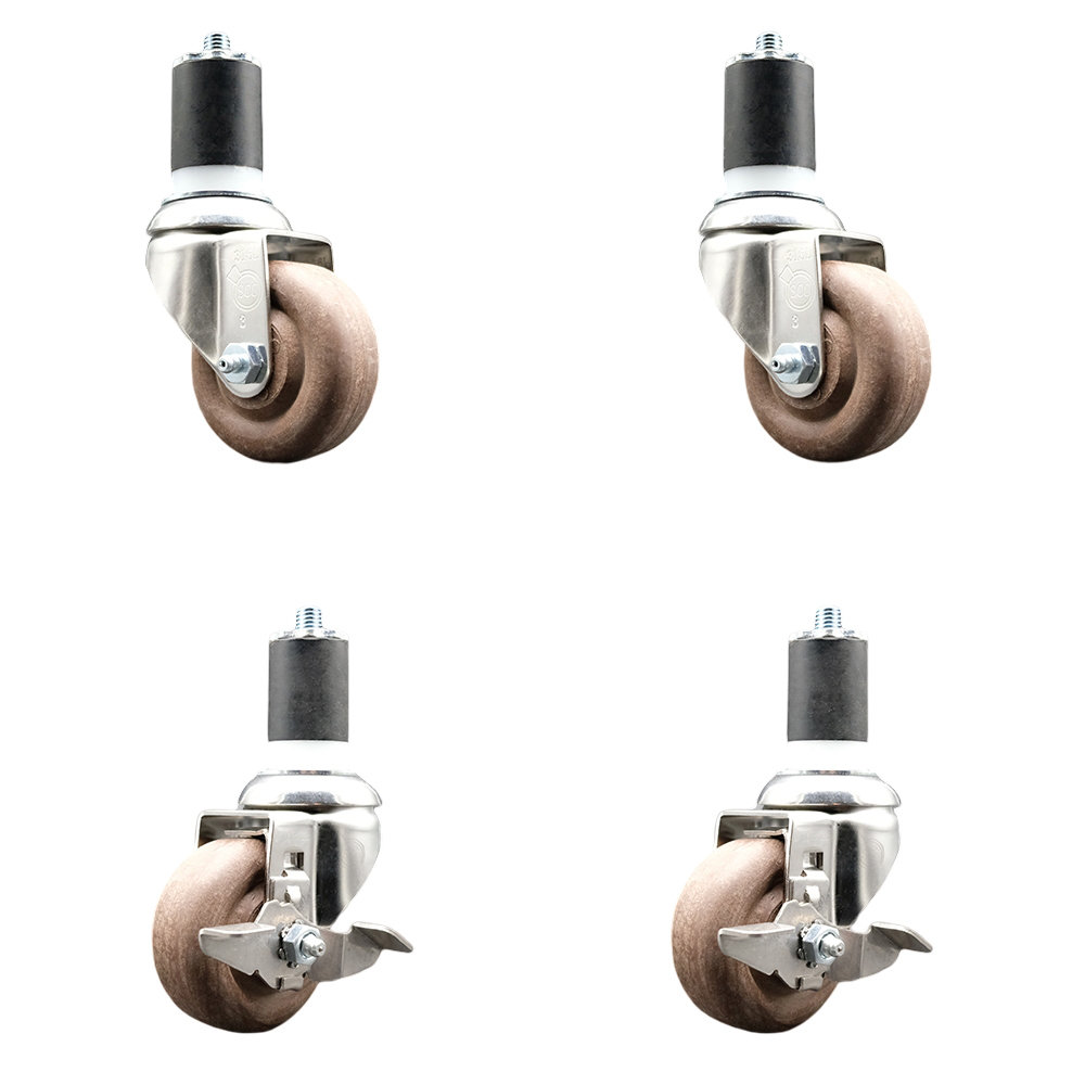 Service Caster High Temp Glass Filled Nylon Stem Caster Set with 2 Lock ...