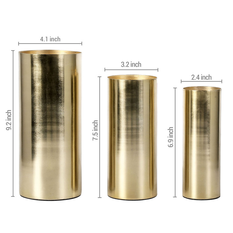 Mercer41 3 Piece Gesemyer Gold Metal Table Vase Set | Wayfair