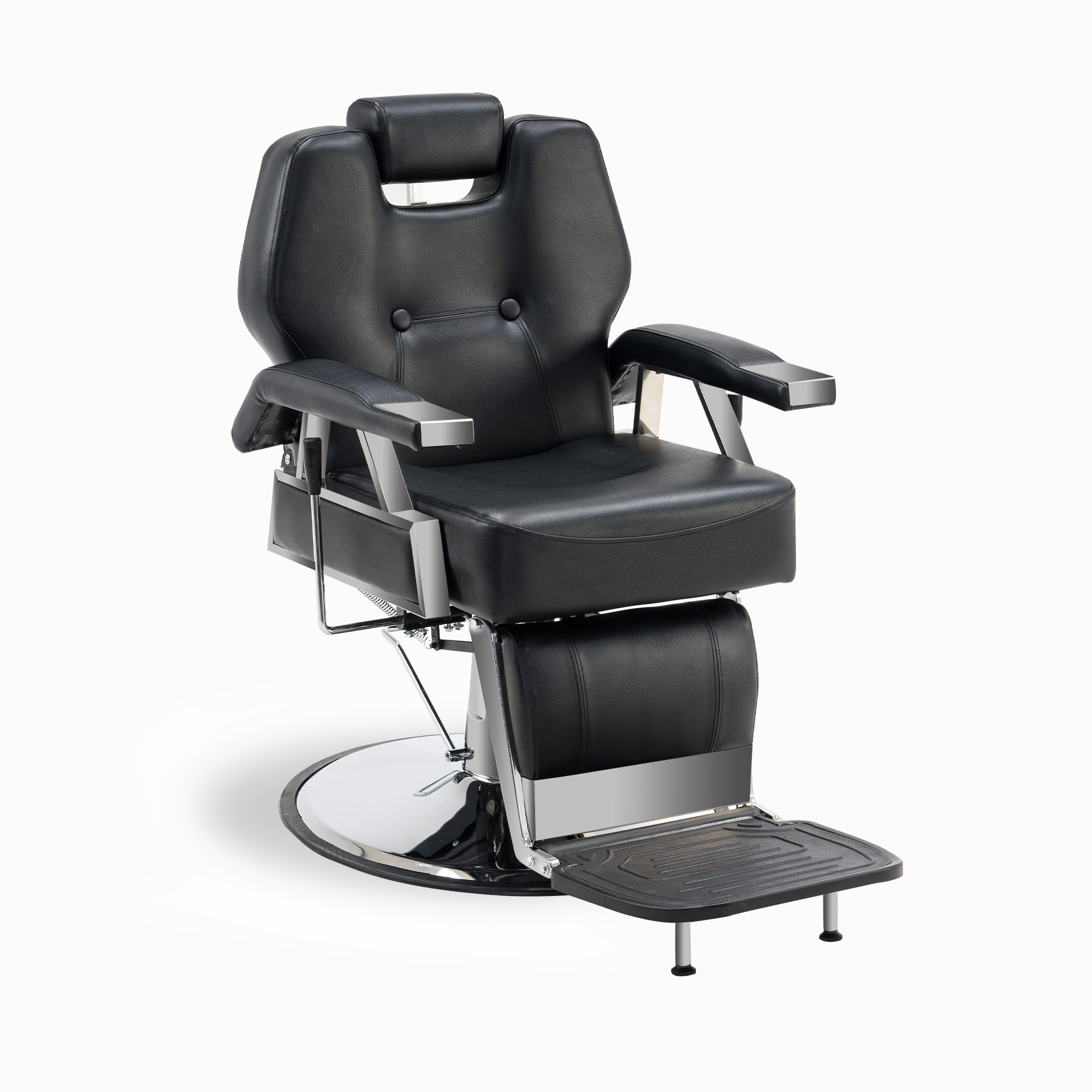 Inbox Zero Najair 25" W Faux Leather Barber Chair with Metal Frame ...