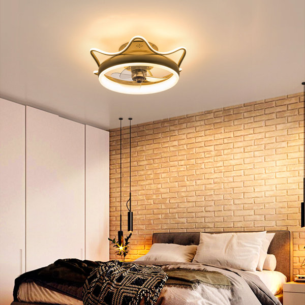 Ivy Bronx Hughett 22 Inch Semi Flush Mount Ceiling Fan Golden & Reviews ...