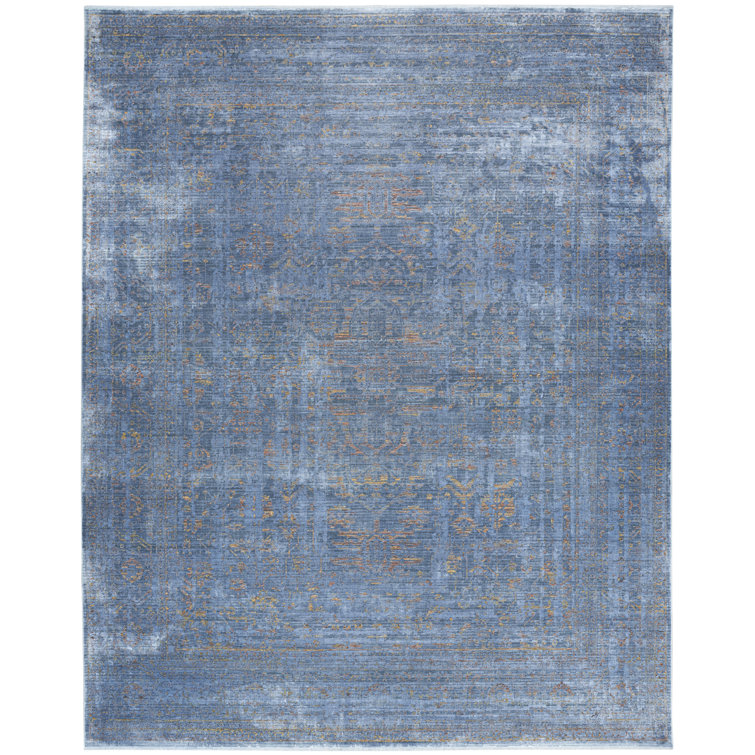 Bungalow Rose Luxurious Blue Vintage Indoor Rug | Wayfair