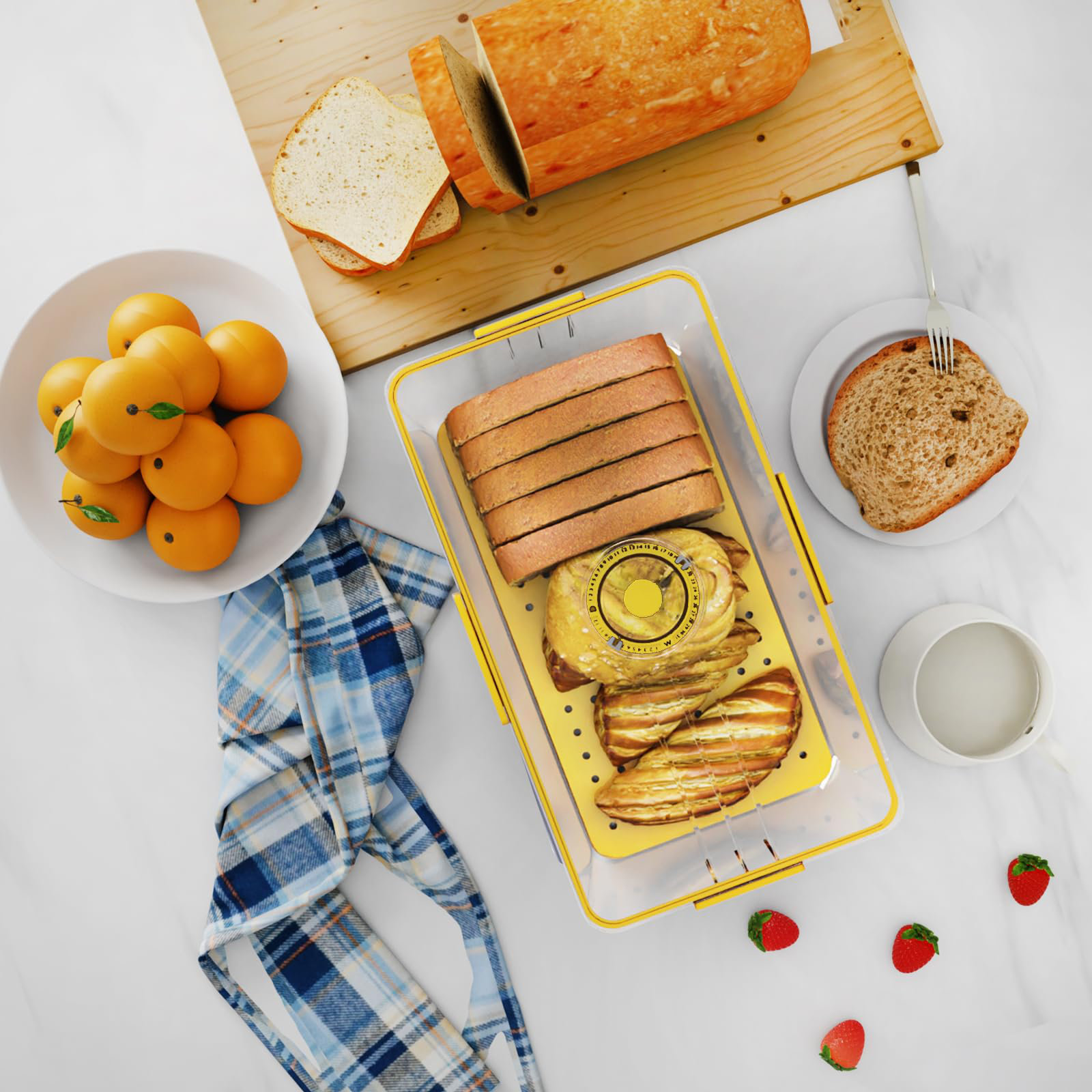 Prep & Savour Kitchen Countertop Sealed Bread Box With Bread Bag And ...