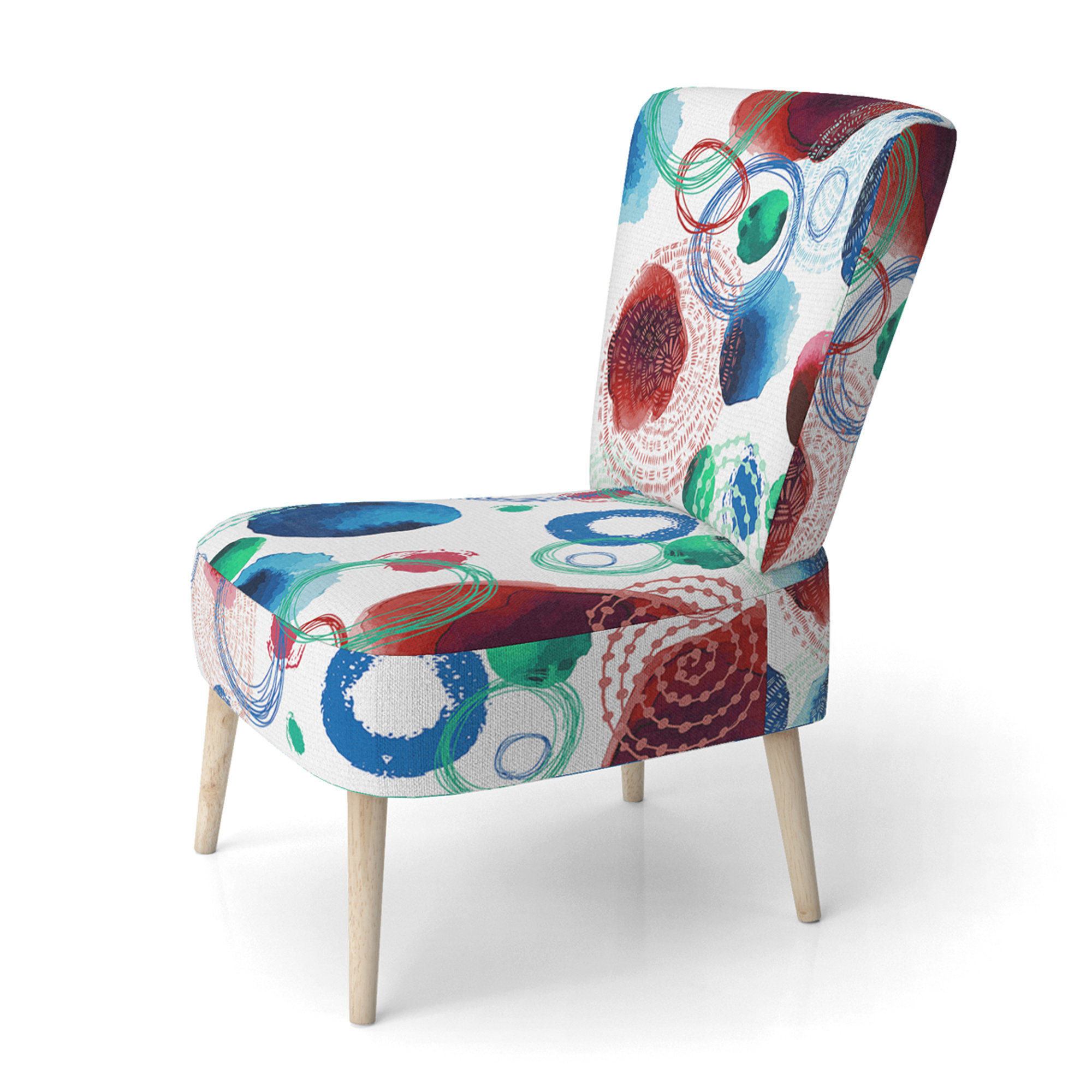 Orren Ellis Blue Circle Pattern - Upholstered Patterned Accent Side ...