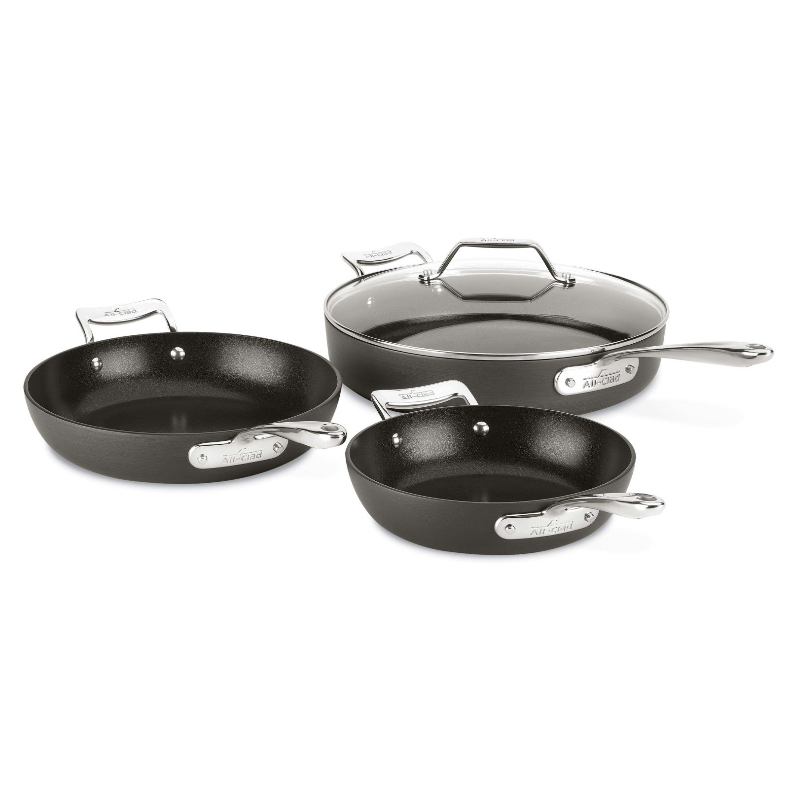 All-Clad Essentials 4-Piece Non-Stick Skillet Set with Lids & Reviews ...