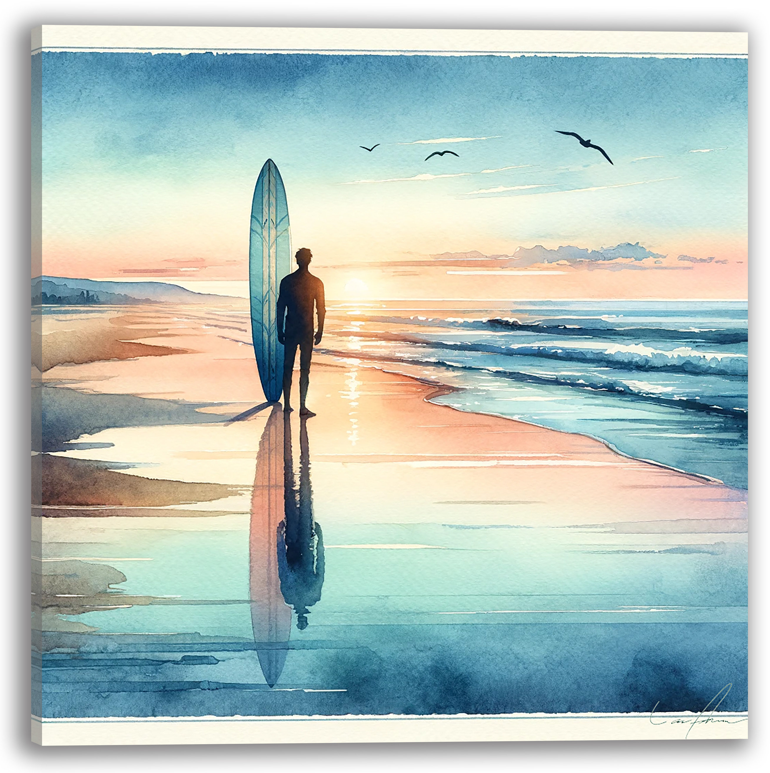 Highland Dunes Sunset Solitude - Wrapped Canvas Print | Wayfair