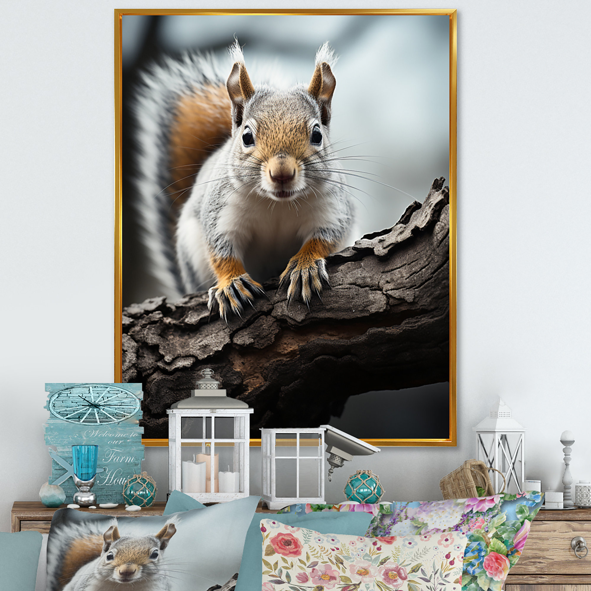 Millwood Pines Yorgo Beige Brown Animal Squirrel - Print on Canvas ...
