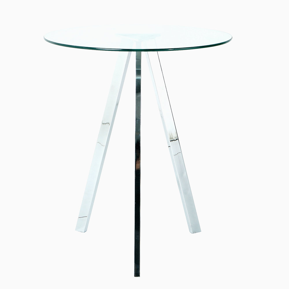 Wrought Studio Modern Kitchen Glass Dining Table ROUND Tempered Glass ...