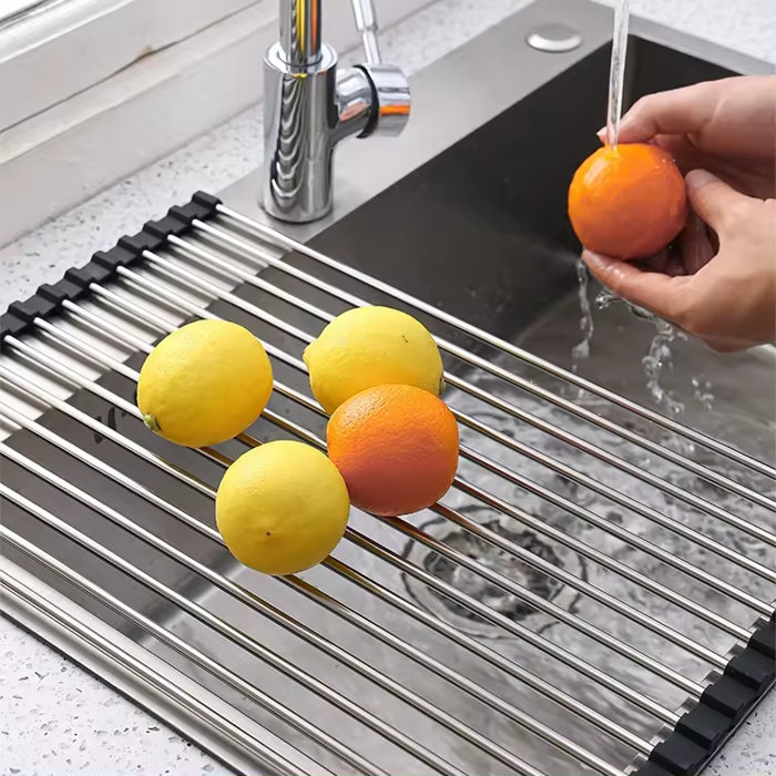 KDK HOME 18.5" Roll Up Dish Drying Rack Stainless Steel Portable ...